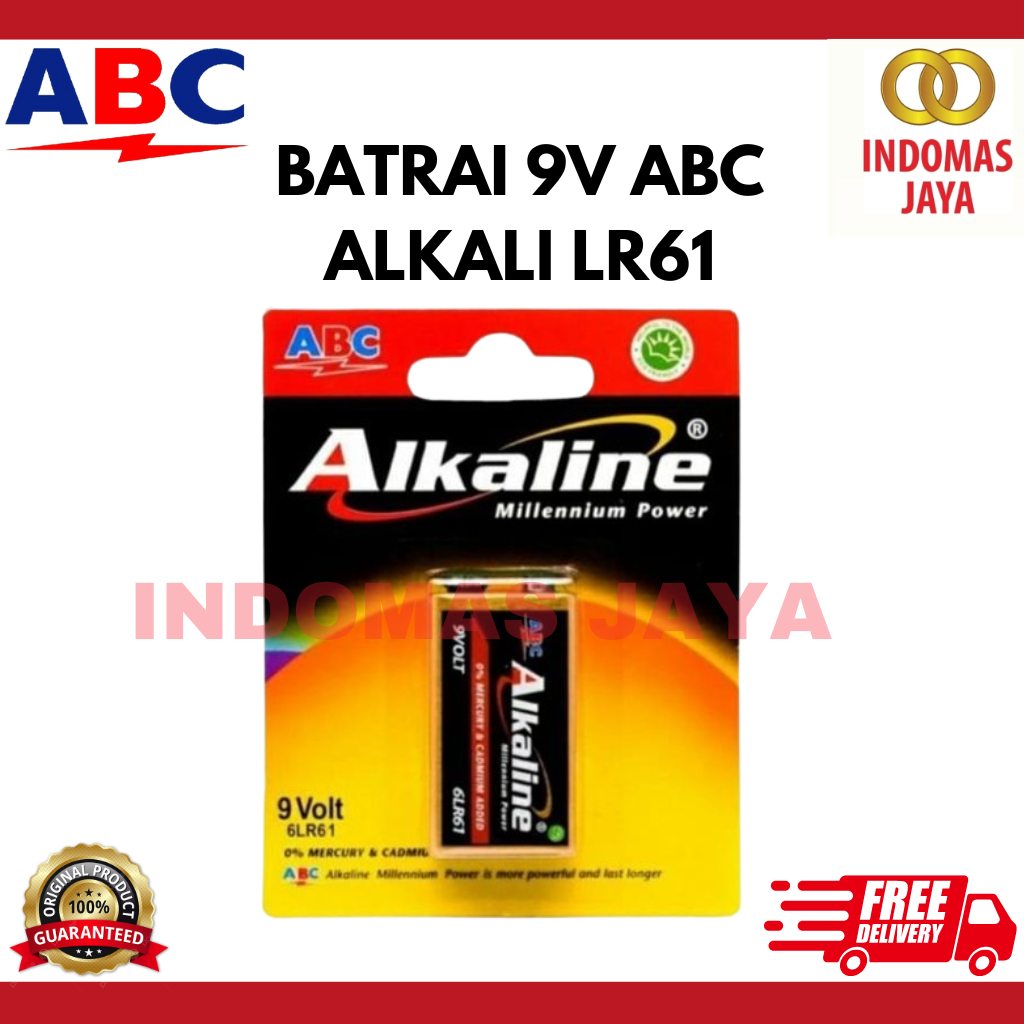Jual BATERAI / Battery ABC ALKALINE 9VOLT LR61 / 9v ORIGINAL | Shopee ...