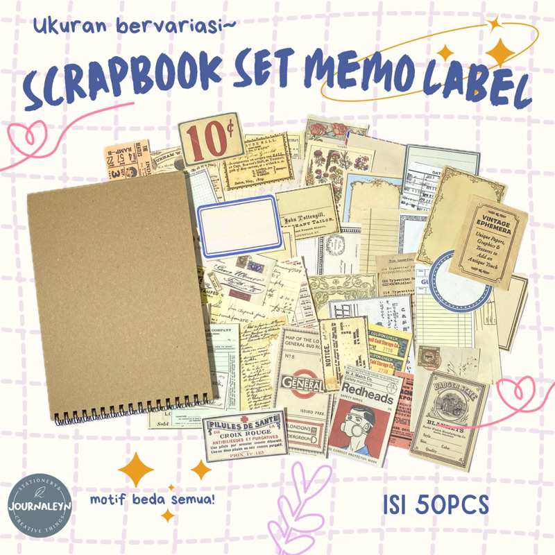 Jual Set Scrapbook Journal Kit Label Notes Ephemera Kado untuk Ultah ...