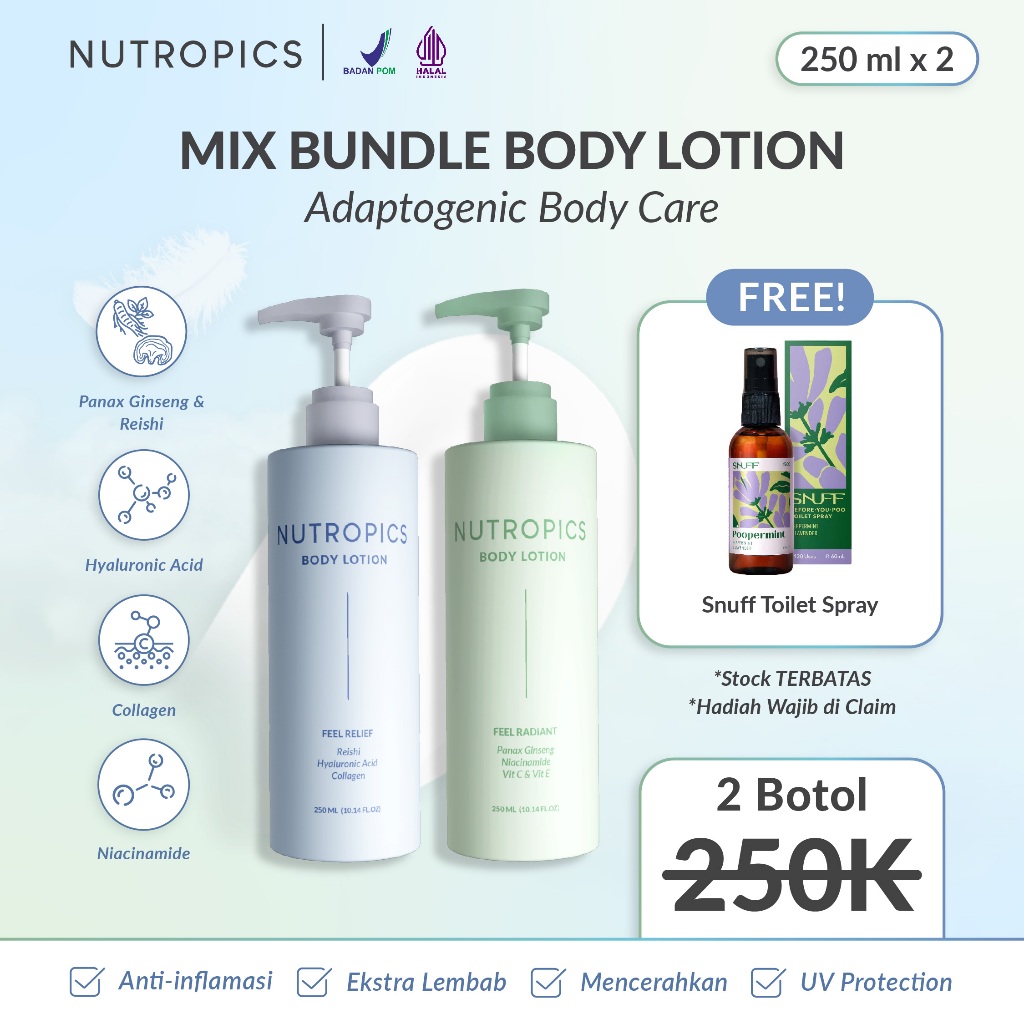 Jual Nutropics Feel Radiant Body Lotion & Feel Relief Body Lotion ...