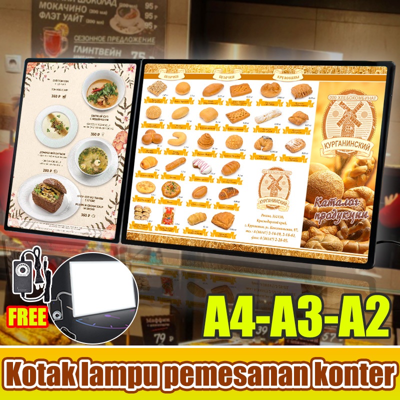 Jual slim light box Kotak lampu pemesanan konter Kecerahan sudut dapat disesuaikan / lampu menu ...