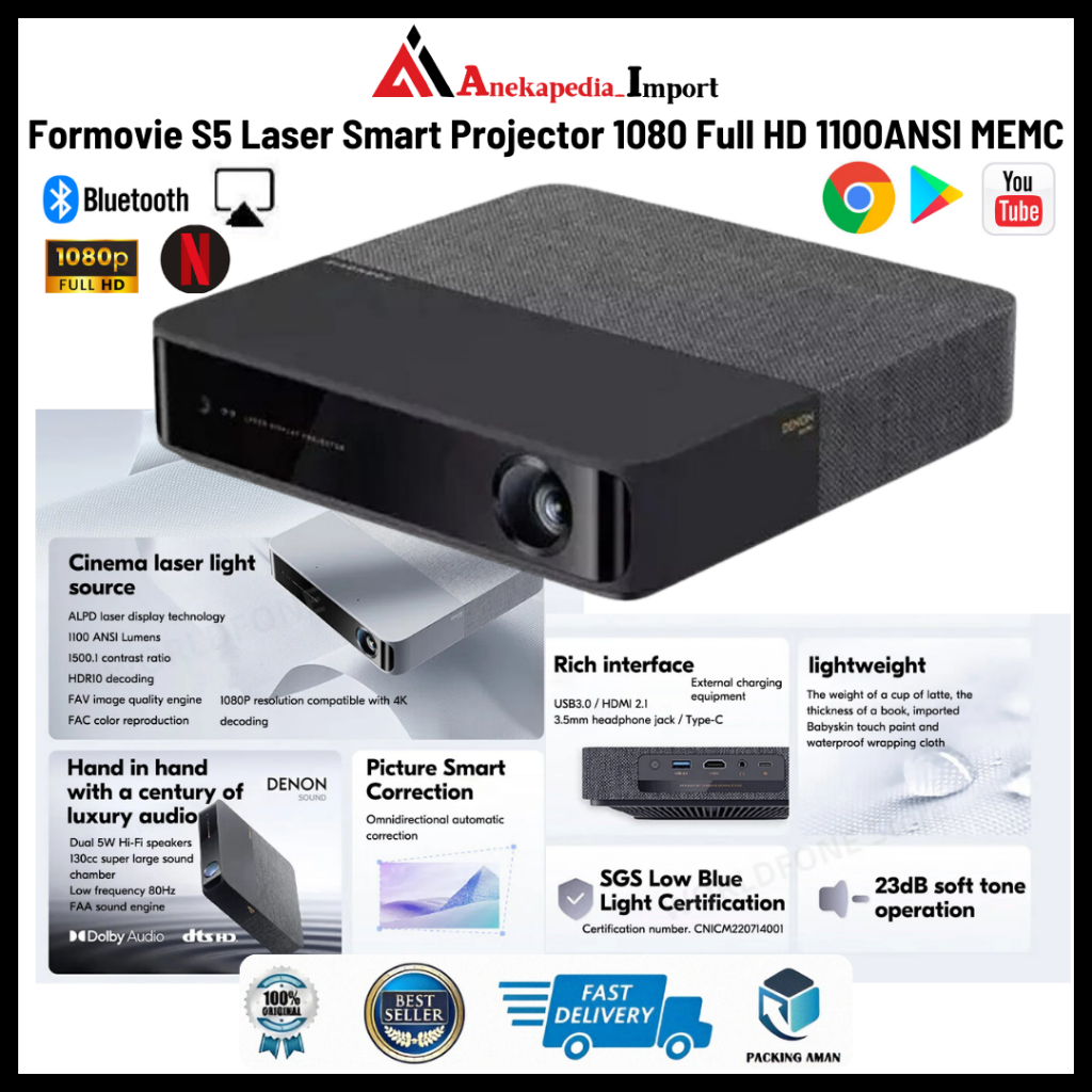 Jual Formovie S5 Laser Smart Projector 1080 Full HD 1100ANSI MEMC ...
