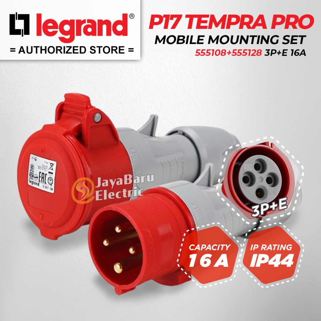 Jual Legrand Paket 1 Set Plug Mobile Mounting Socket 3P+E / 4 Pin 4Pin 16A IP44 555108 555128 ...