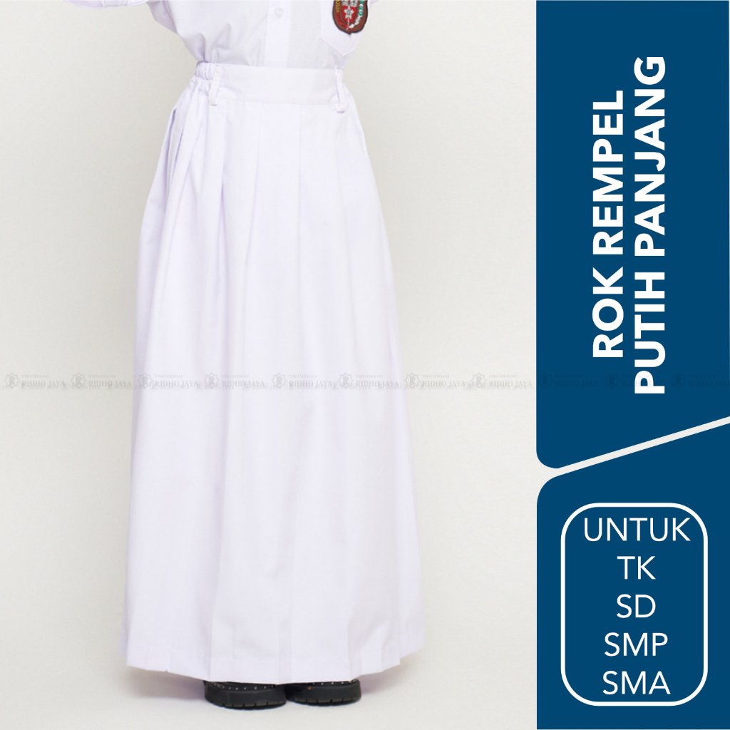 Jual RIDHO JAYA Rok Rempel Putih Karet Panjang Rok Putih SD SMP SMA Rok Plisket | Shopee Indonesia