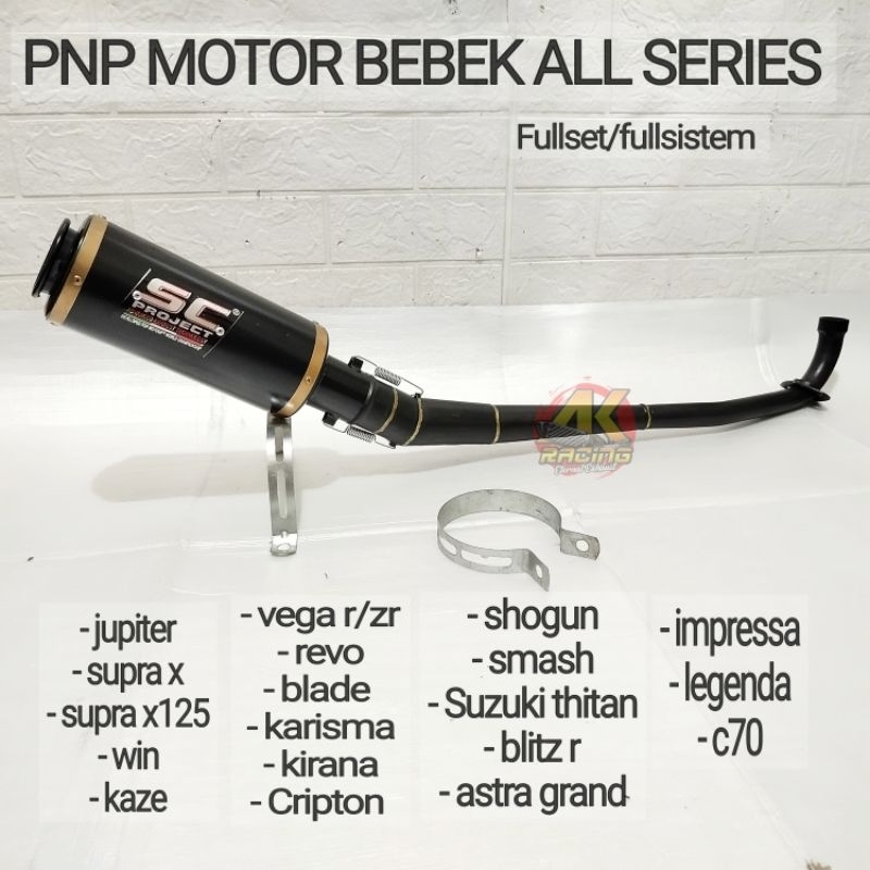 Jual Knalpot Racing SC PROJECT FULL HITAM Supra Jupiter Revo Blade Karisma Vega Cripton C70 Win ...