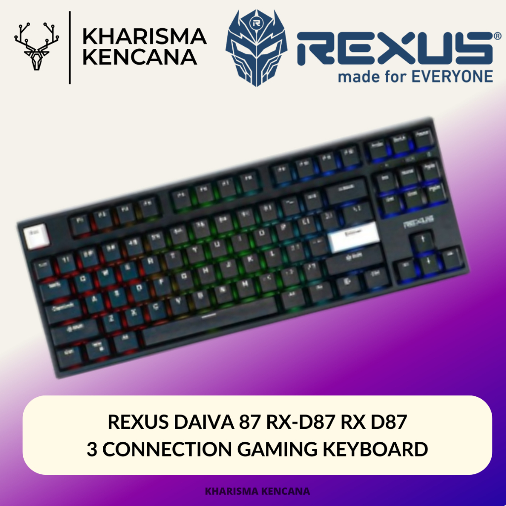 Jual REXUS DAIVA 87 RX-D87 RX D87 3 CONNECTION GAMING KEYBOARD | Shopee ...