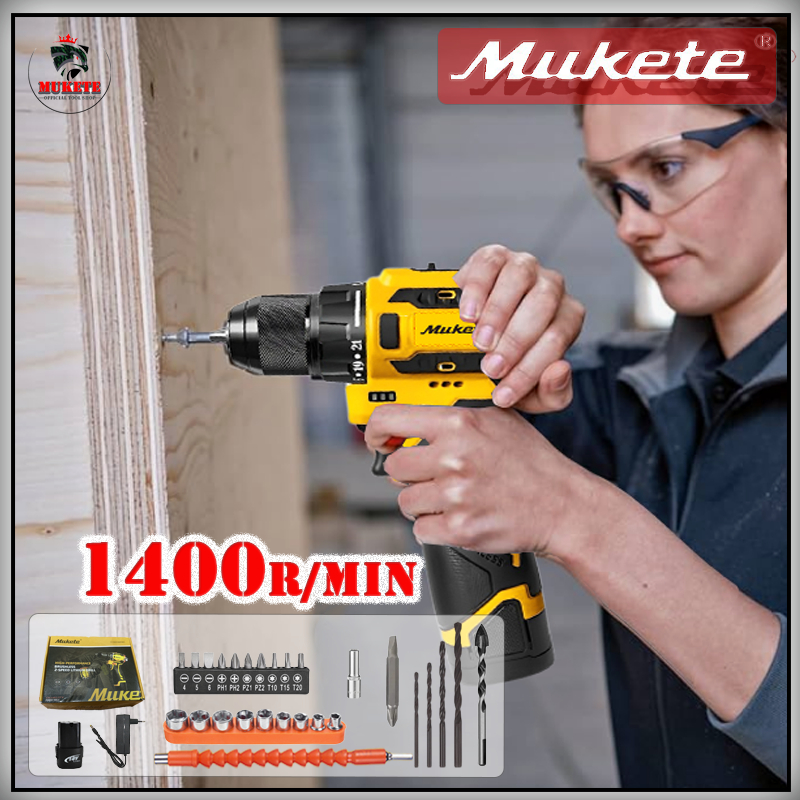 Jual 【Mukete】18V bor listrik mini bor impact baterai mesin bor baterai ...