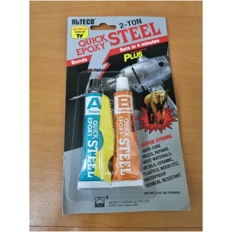 Jual alteco quick epoxy steel 2 ton super glue,lem epoksi besi logam plastik 4 menit kering ...