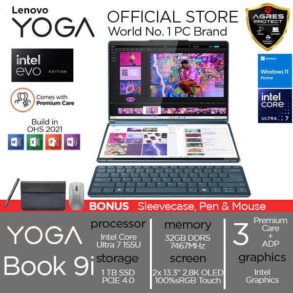 Jual LENOVO YOGA BOOK 9 13IMU9 ULTRA 7 155U 32GB SSD 1TB 2X13.3" 2.8K ...