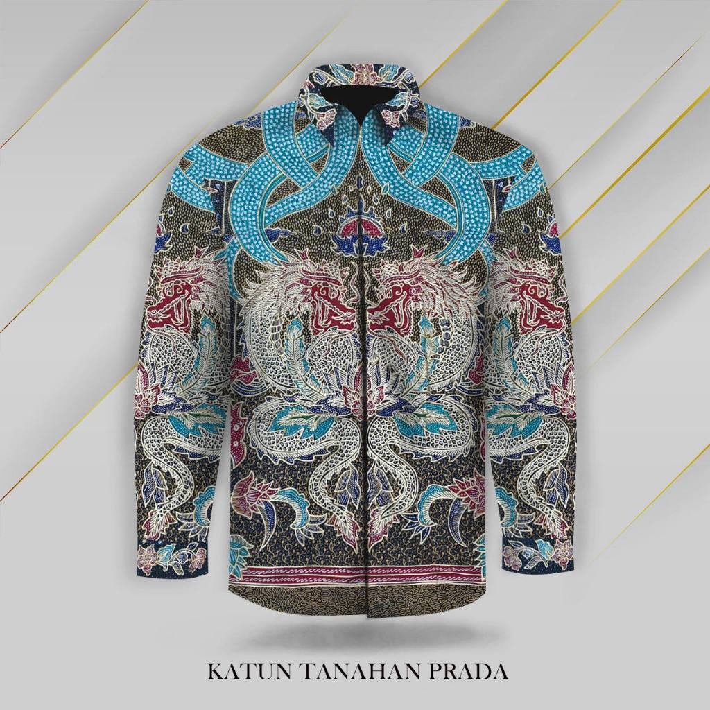 Jual Kain Batik Tulis Pola Kemeja prada gold Premium BATIK NAGA PRADA ...