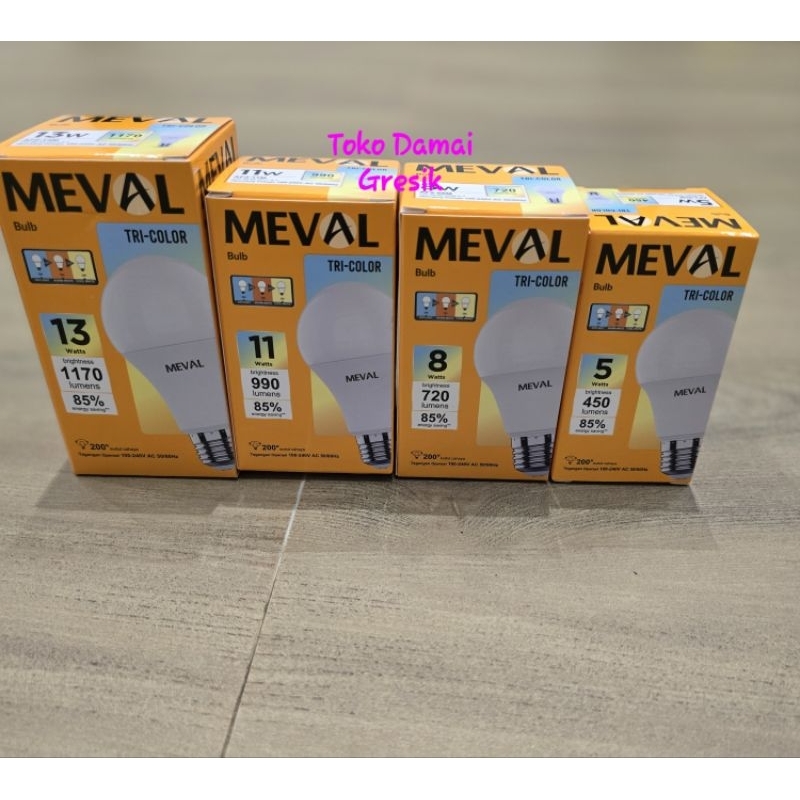 Jual Meval Led Bulb Tricolor Tricolour 5w 8w 11w 13w (AF2) 3 WARNA ...