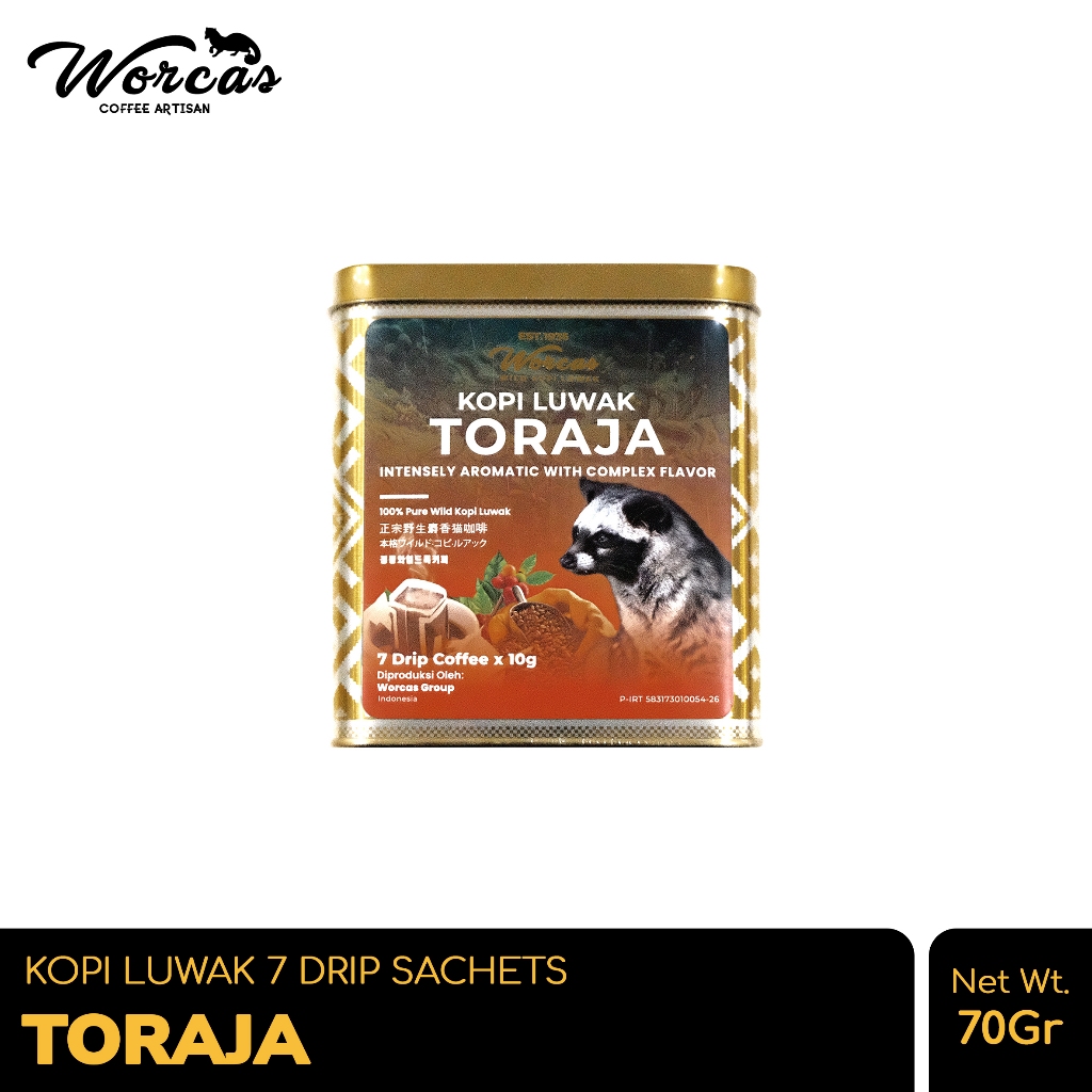 Jual WORCAS Kopi Luwak Toraja Drip Filter 70gr Tin Can | Shopee Indonesia