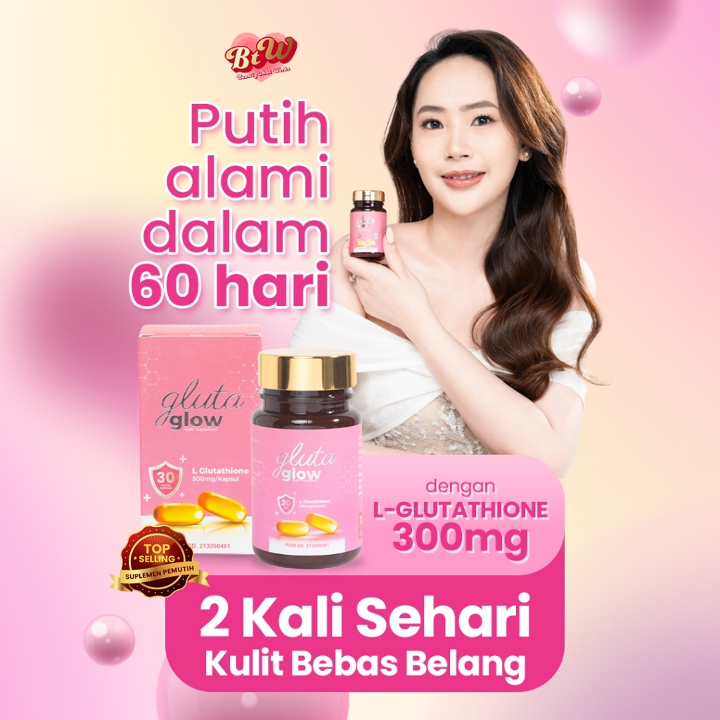 Jual Gluta glow skin pemutih 30 kapsul suplemen glutathione 300mg ...
