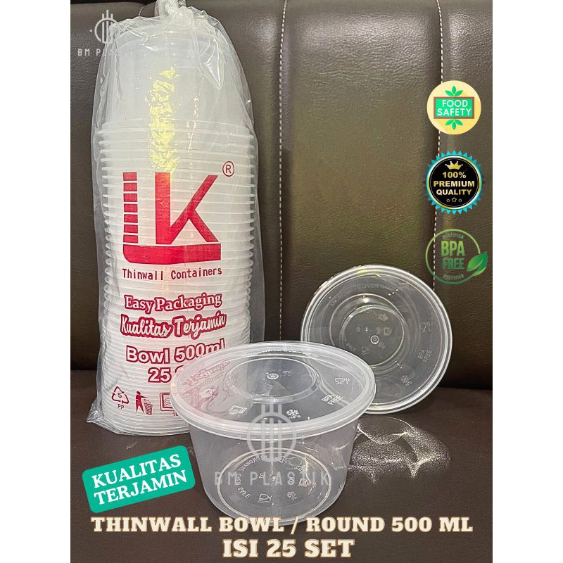 Jual Thinwall Bowl / Mangkok Bulat 500 ML / Merk LK / 1 Pak isi 25 pcs | Shopee Indonesia