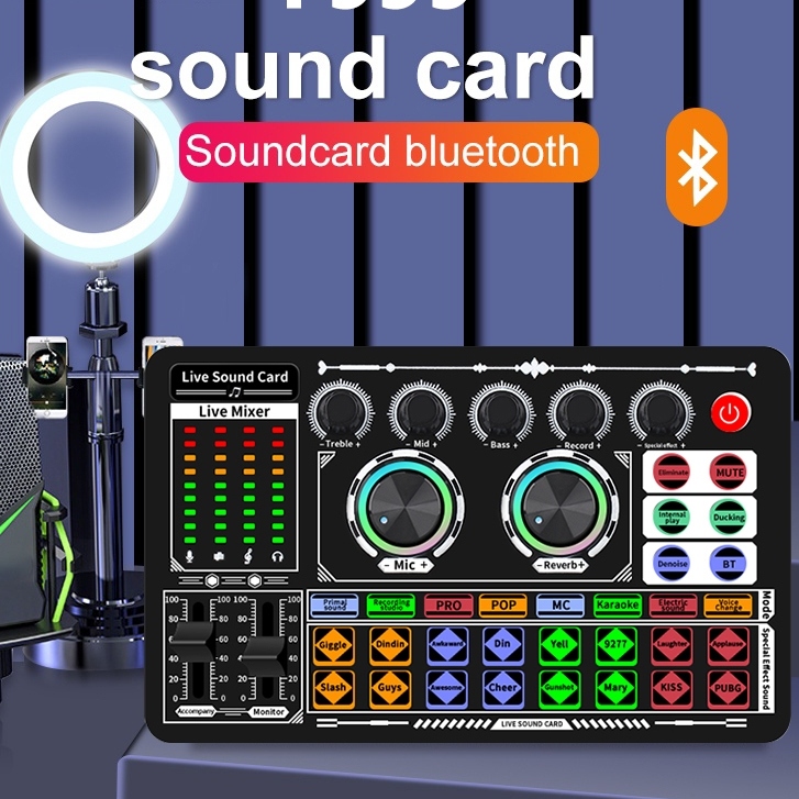 Jual Bonkyo F999 SoundCard Microphone Sound Audio Interface Mixer Sound ...