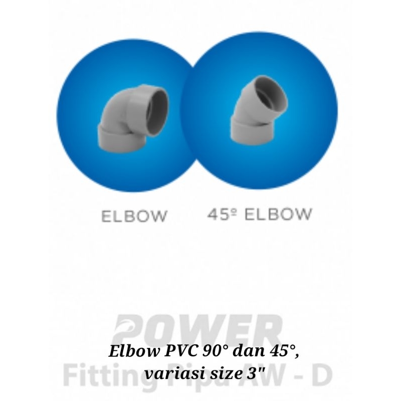 Jual Elbow PVC type D, sudut 90° & 45°, ukuran 3 inch, merk Power ...