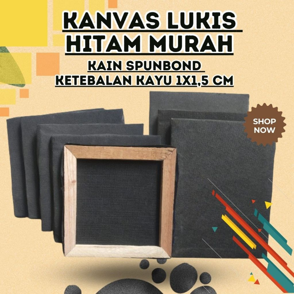 Jual kanvas lukis hitam murah 15x15 sampai 40x40 cm kain spunbond ...