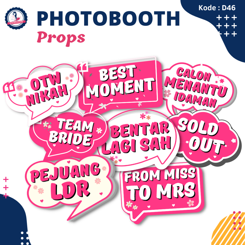 Jual Photobooth props pink white pinky / custom props wedding birthday ...