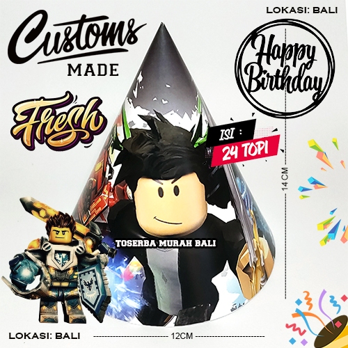 Jual TOPI ULTAH CUSTOM ROBLOX ISI 24PC | Shopee Indonesia