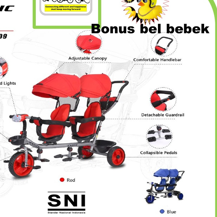 Jual Sepeda Anak RODA TIGA exotic 8809 sepeda stroller fitur 2 bangku ...