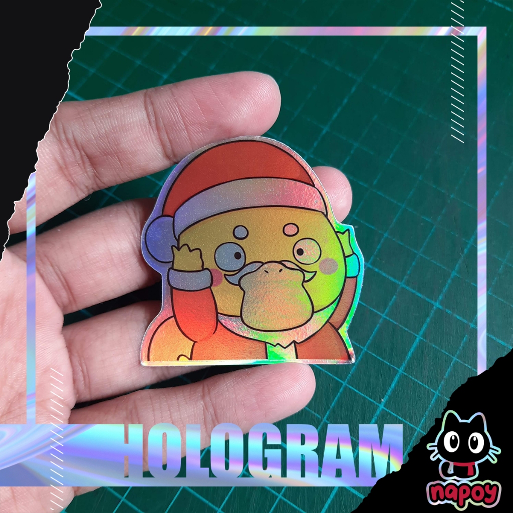 Jual Stiker Hologram Anime Pokemon - Psyduck Santa | Shopee Indonesia