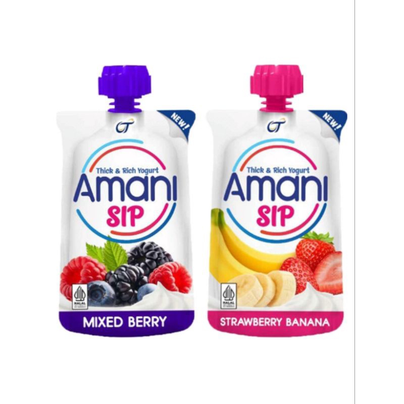 Jual Amani Sip Yogurt Strawberry Banana Pouch 120 g | Shopee Indonesia