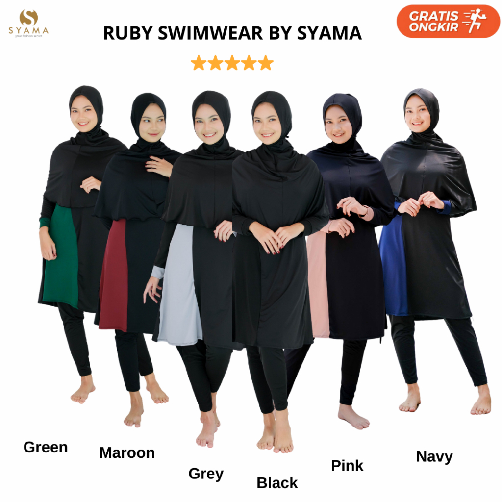 Jual SYAMA SWIMWEAR - SETELAN BAJU RENANG MUSLIMAH RUBY FULL SET HIJAB ...
