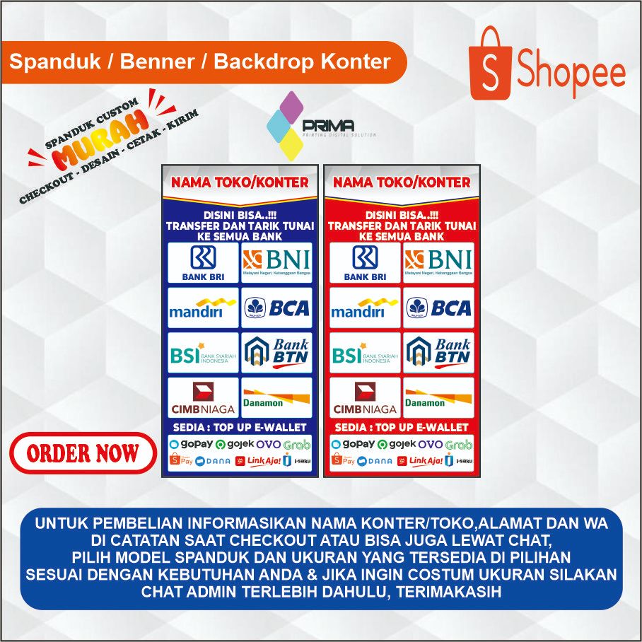 Jual SPANDUK BANNER ATM MINI TRANSFER TARIK TUNAI BELI 1 PAKET DAPAT 2 ...