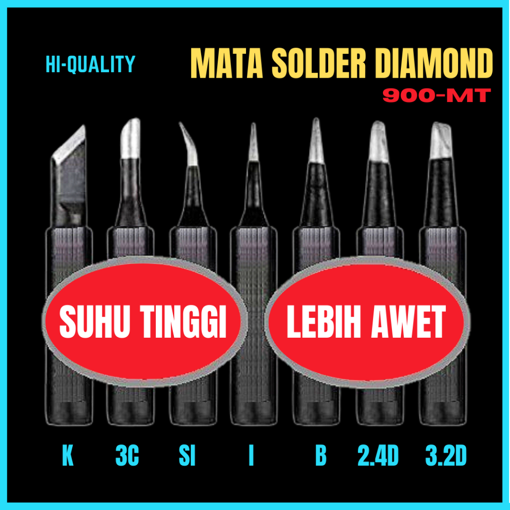 Jual Mata Solder Soldering 900M Satuan Tip Head Awet Black Diamond For 936 936A 908S | Shopee ...