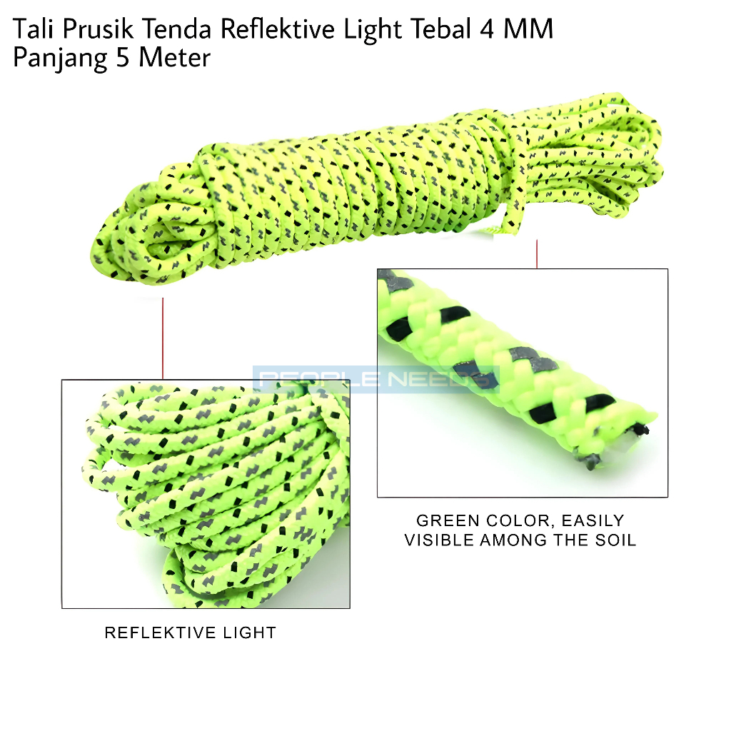 Jual Tali Prusik Tenda Reflektive Light Tebal 4 MM Panjang 5 Meter ...