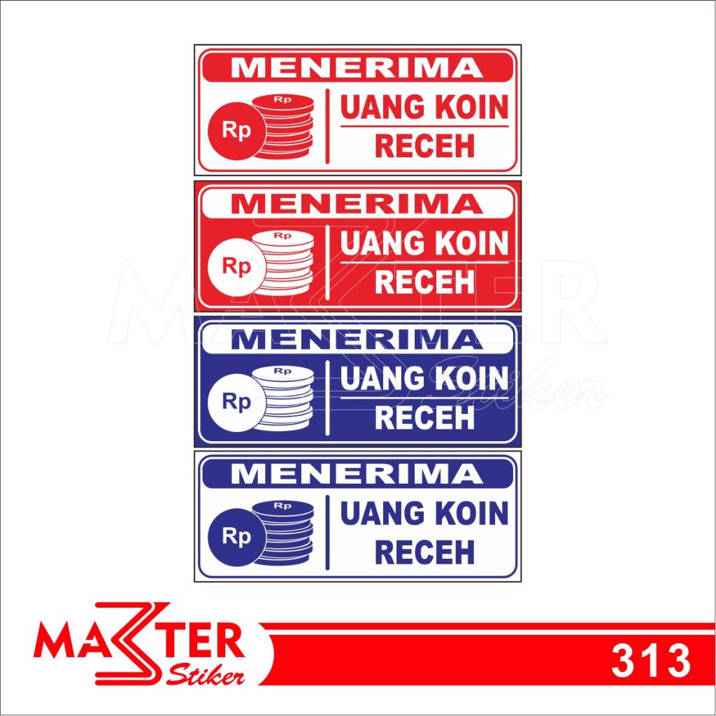 Jual 313 - Stiker Menerima Uang Koin/Receh, Sticker Vinyl, Premium ...
