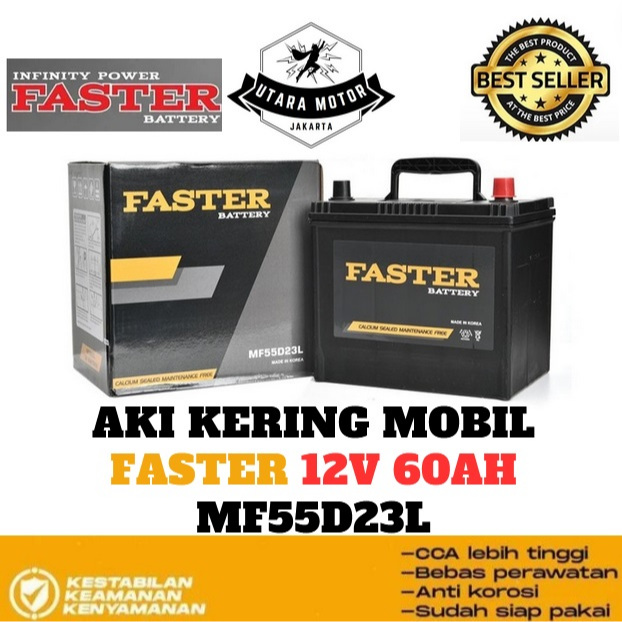 Jual FASTER Aki Kering Mobil MF 55D23L 12V 60AH FORTUNER INNOVA ALPHARD ...