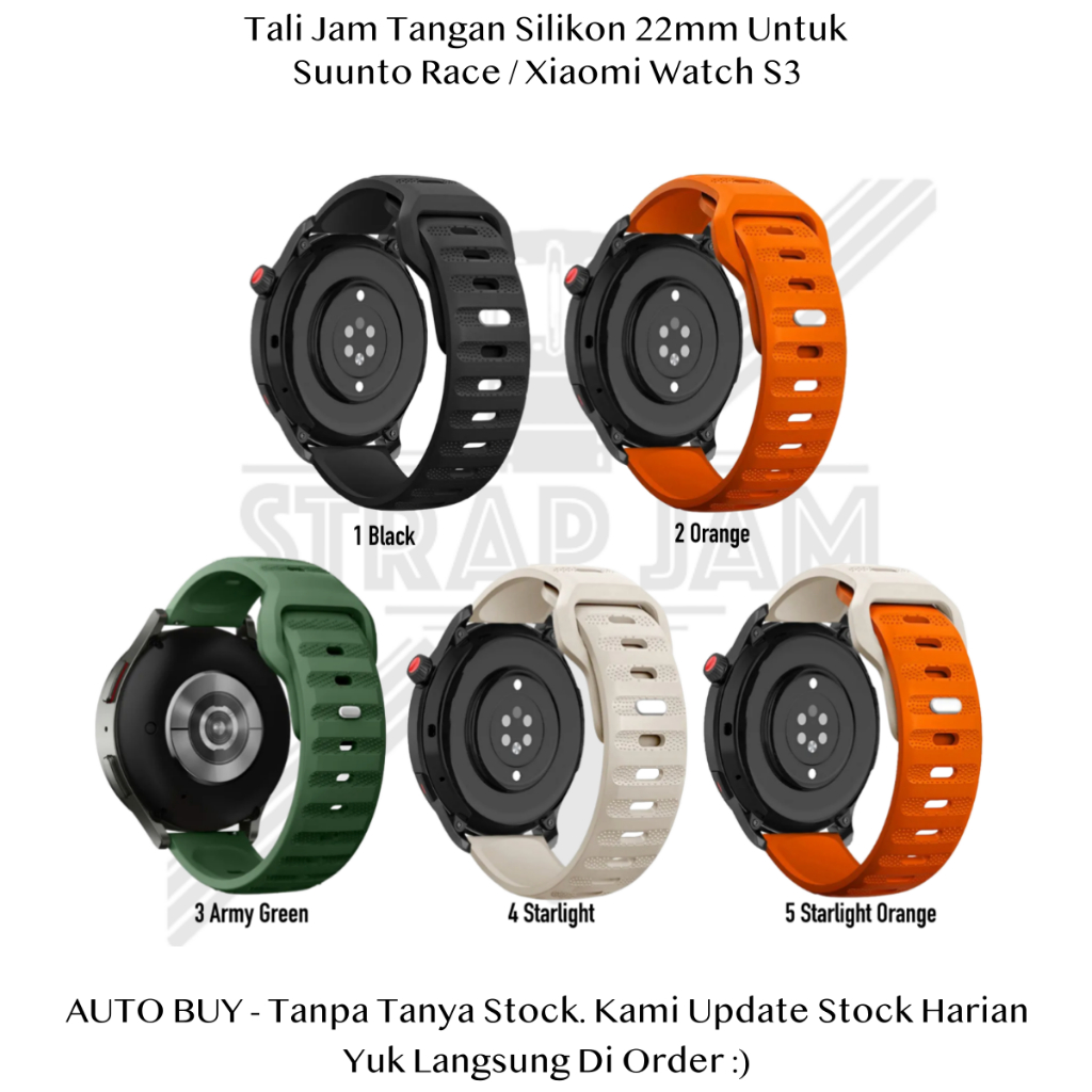 Jual TLS 22mm Strap Suunto Run / Race / Xiaomi Watch S3 - Tali Jam Tangan Sporty Rubber Silikon ...