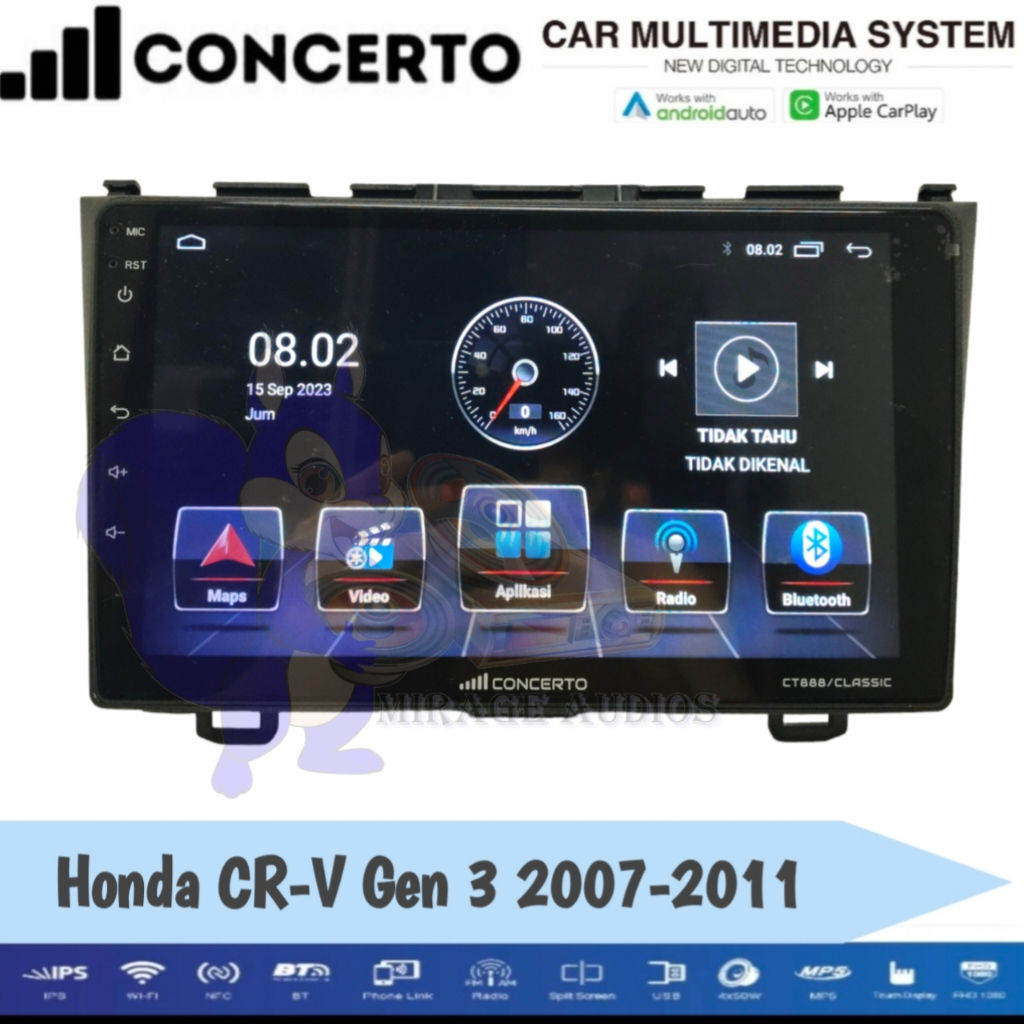 Jual Head Unit Android Concerto For Honda Crv Gen 3 2007-2011 9 inch ...
