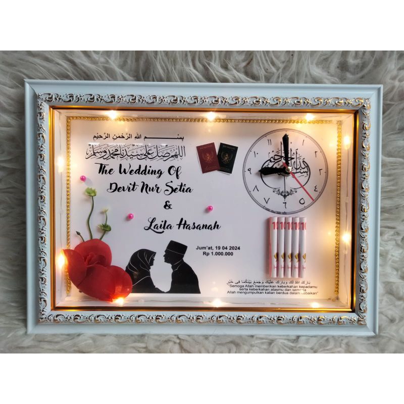 Jual SEHARI JADI, Mahar jam nyala sepaket batrai 25x35cm, Bingkai mahar ...