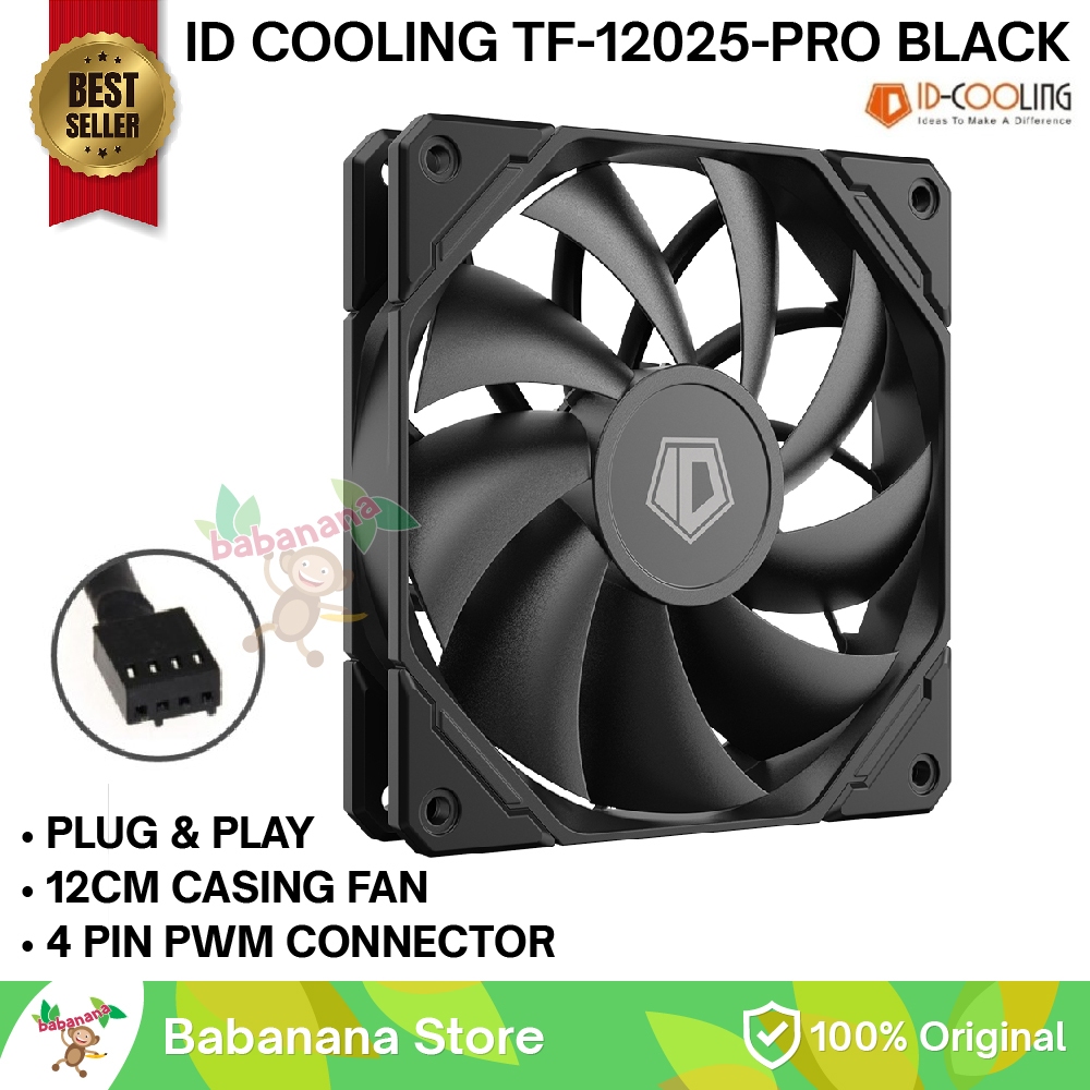 Jual FAN ID-COOLING TF-12025-PRO BLACK 12CM CPU CASING IDCOOLING 120MM TF 12025 PRO HITAM ID ...