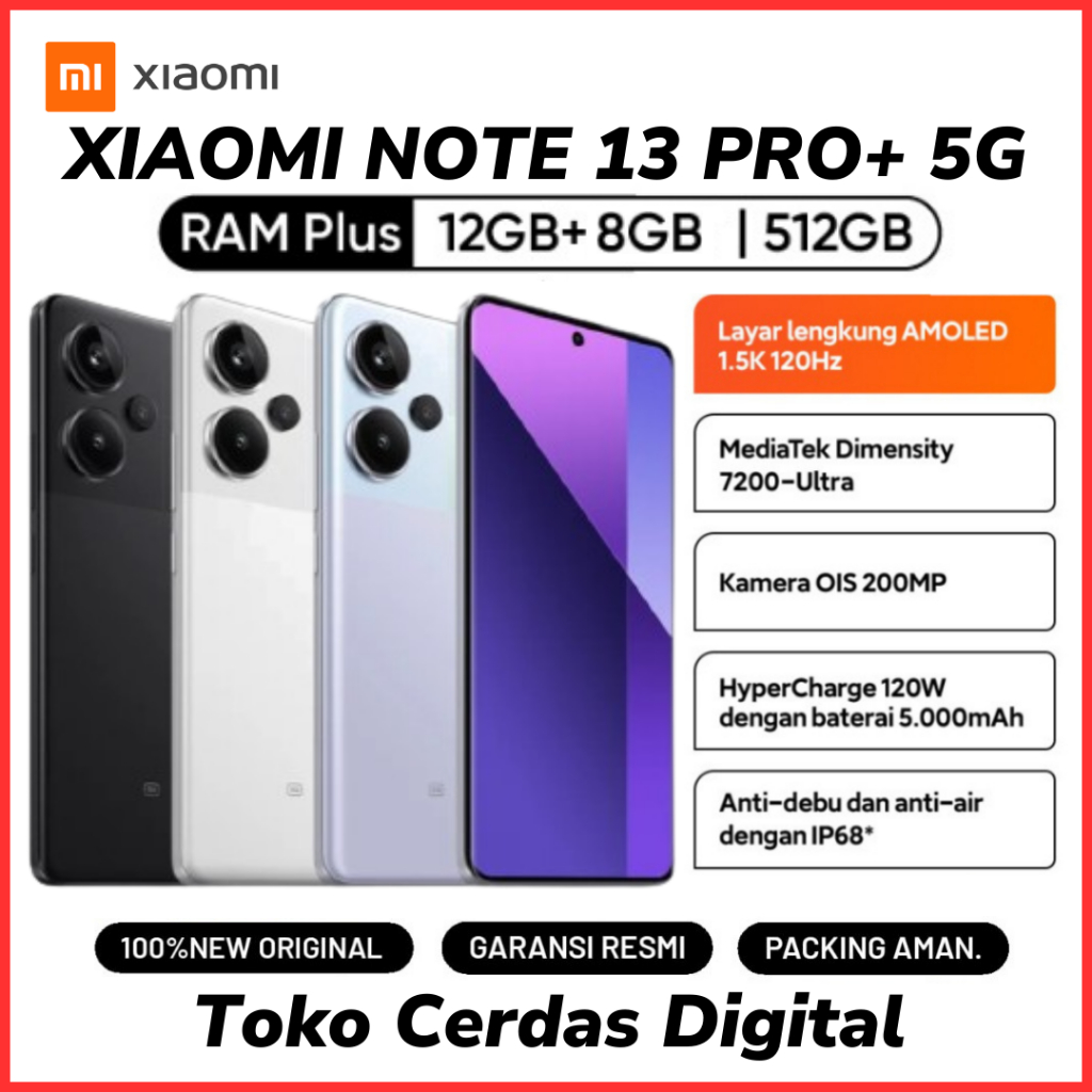 Jual XIAOMI Redmi Note 13 Pro+ 5G 12/512GB Pro Plus + Garansi Resmi 12 ...