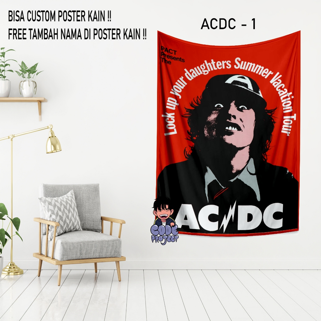 Jual Poster Kain ACDC - giant poster ACDC - custom poster ACDC - hiasan ...