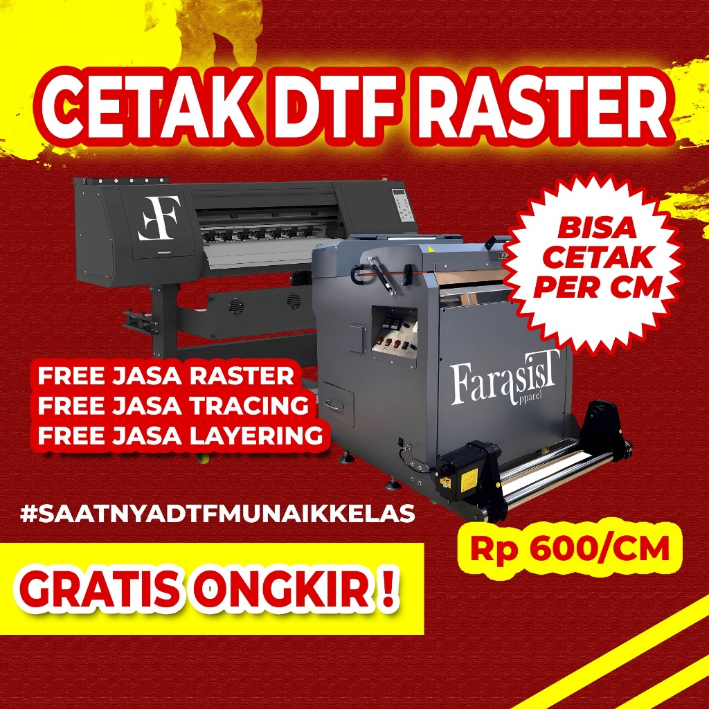 Jual CETAK DTF RASTER SEHARI JADI FREE LAYERING FREE RASTER | Shopee ...