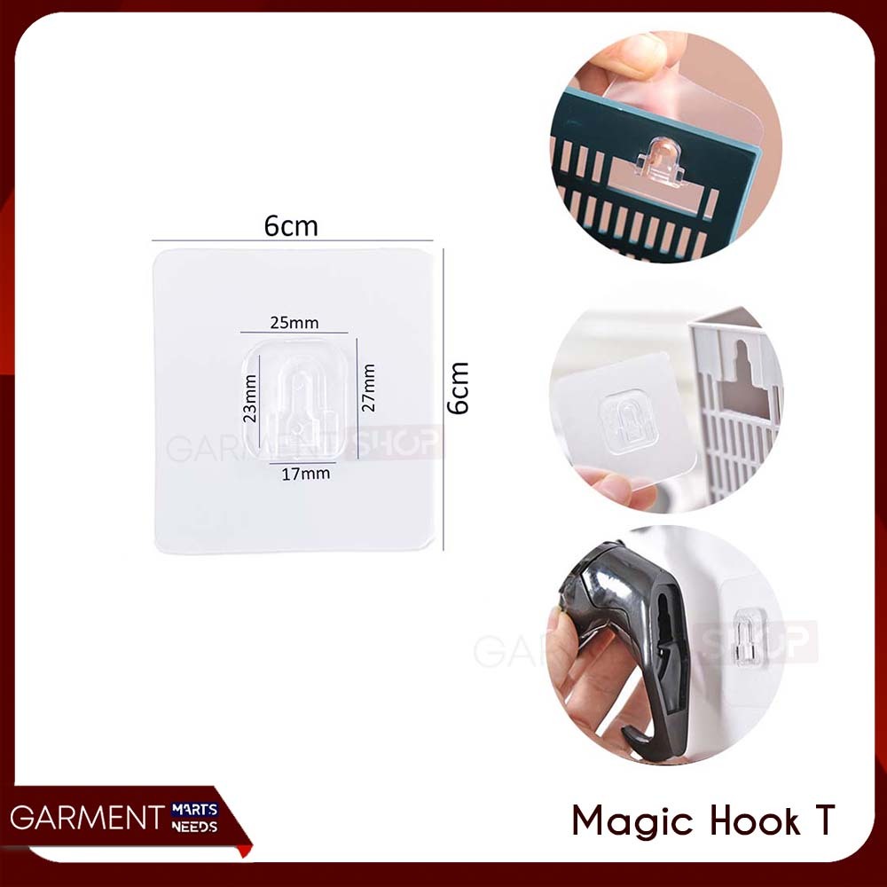 Jual Gantungan Tempel Magic Hook Cadangan Stiker Lem Kuat Dinding Transparan Laci Pigura Jam ...