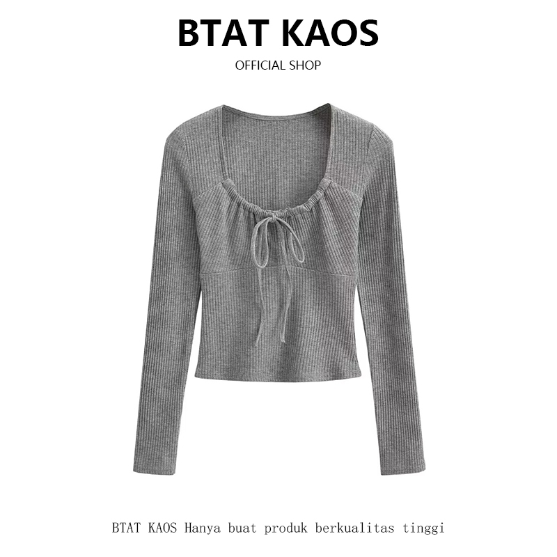 Jual BTAT Kaos Rajut Rib Lengan Panjang Wanita / Kaos Wanita Kekinian ...
