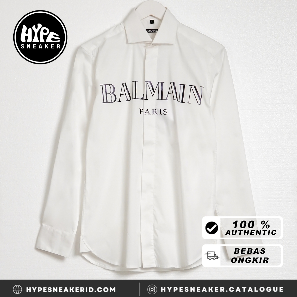 Jual Kemeja BALMAIN TEXT OUTLINE WHITE LONG SHIRT 100% ORIGINAL ...