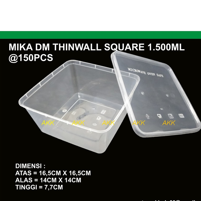 Jual Thinwall Dm Square 1500 Ml / Kotak Makan (25 Pcs) | Shopee Indonesia