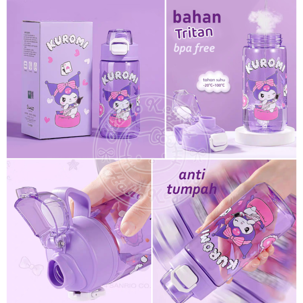 Jual botol minum 550 ml kuromi ungu original sanrio | Shopee Indonesia