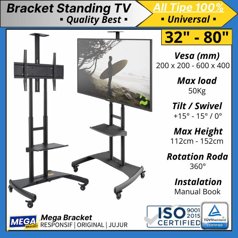 Jual Bracket Braket Breket Standing TV 75 70 65 60 55 50 43 40 32 Inch ...