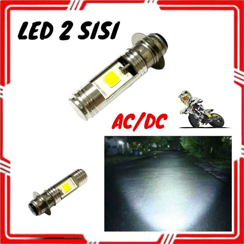 Jual LAMPU LED 2 SISI AC Dc Lampu LED Utama Depan 2 Led Motor Bebek ACDC dan Matic Soket H6 Led ...