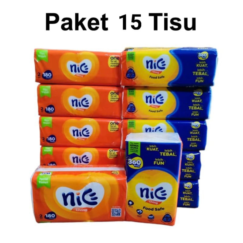 Jual (Paket 15 Pcs) Nice 180 Sheets / 2ply - Tissue Tisu Facial, Tisu ...