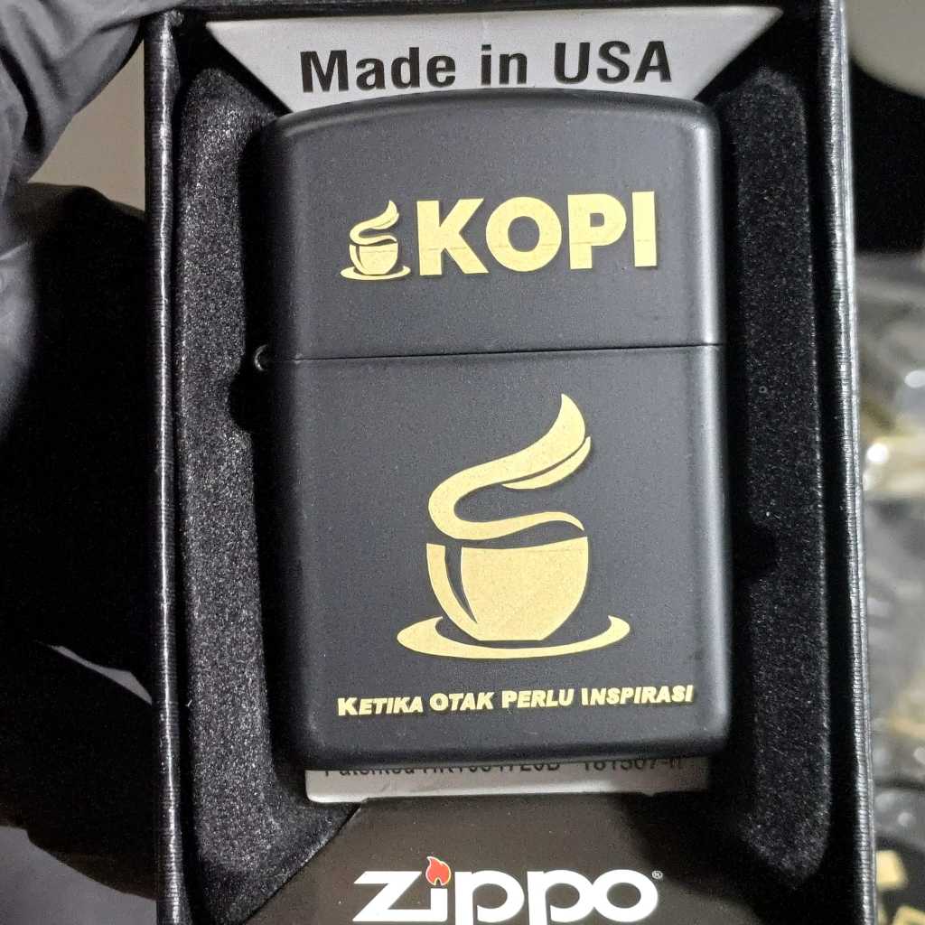 Jual korek api classic motif grapir satu suara black matte motif kopi ...