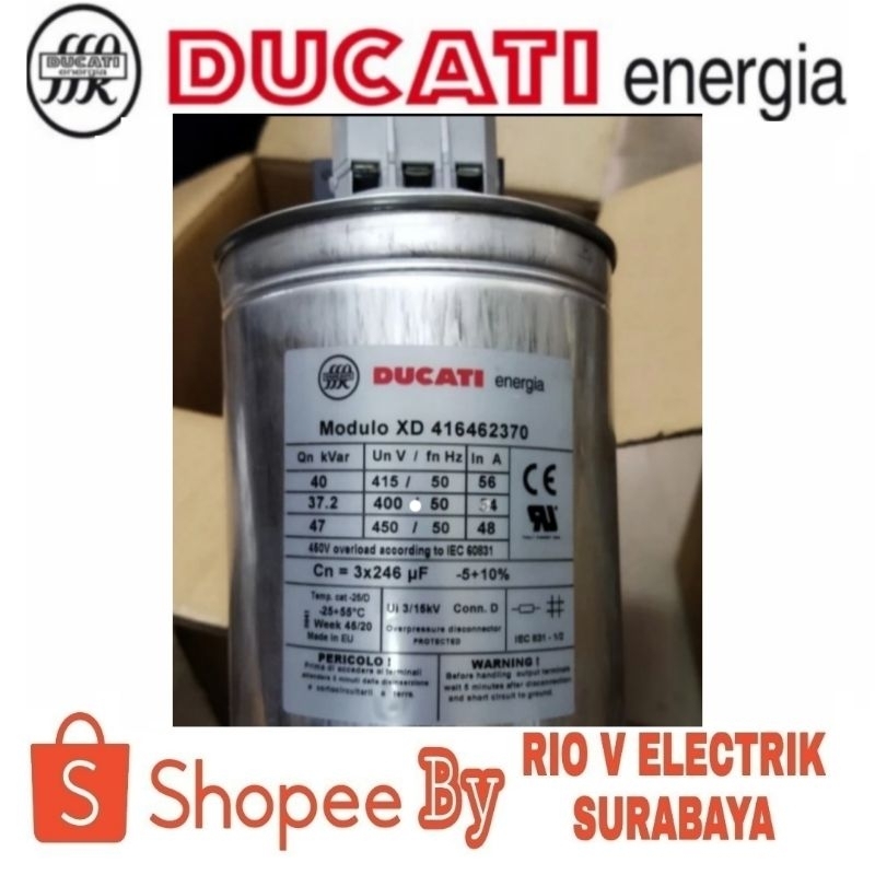 Jual Capacitor Ducati Energia 3P 40 kvar 415 VAC Modulo XD 416462370 Kapasitor Bank ducati 3 ...