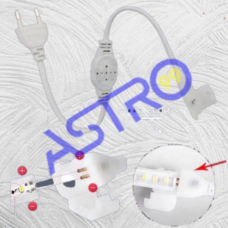 Jual Kabel Socket Jepit Lampu Selang LED Strip Jack Colokan 220v ...