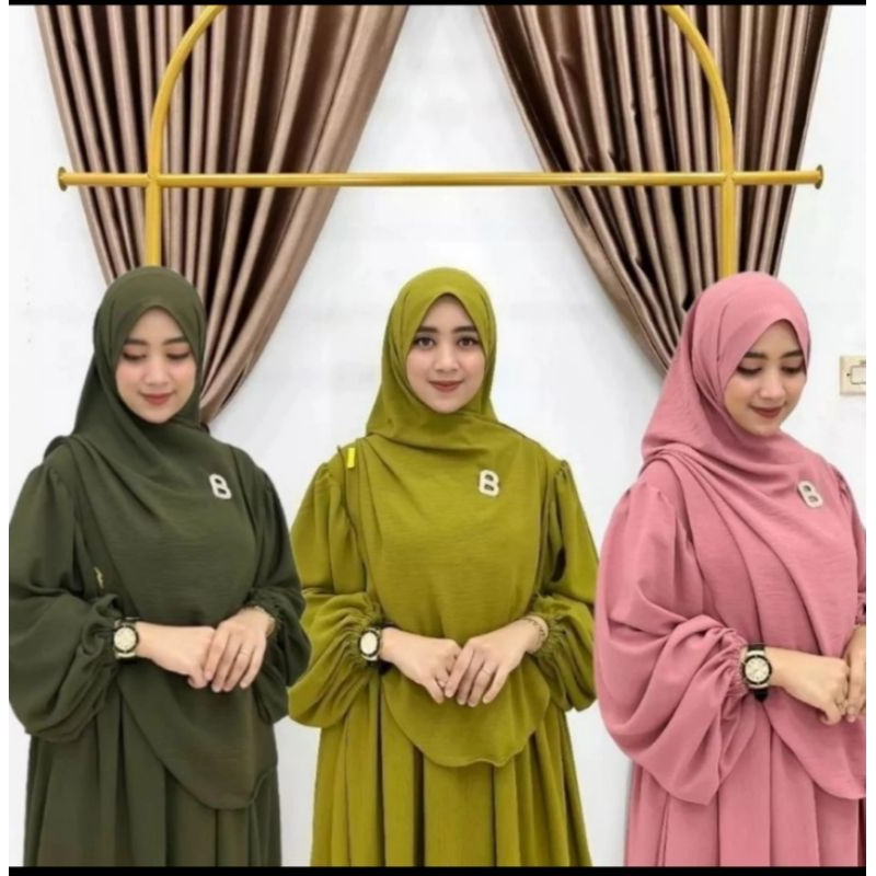 Jual gamis syar'i / setelan gamis /Gamis Luna syar'i / baju gamis ...
